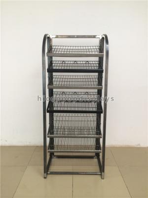 China Metal Wine Display Stand Wire Shelving Metal Tube 6- Tier Freestand Wine Display Racks for sale