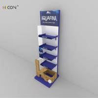 China 5-Tier Wine Display Stand Metal Drinks Water Display Stand with Wood Box for sale