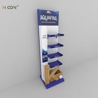 China 5-Tier Wine Display Stand Metal Drinks Water Display Stand with Wood Box for sale