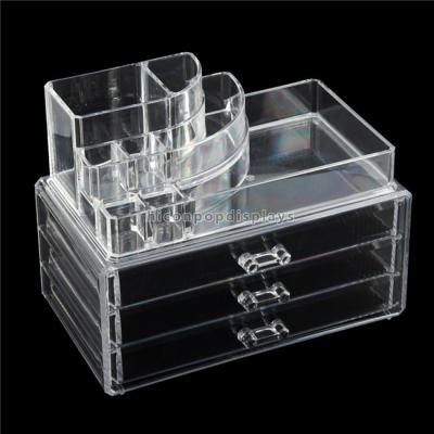 China Beauty Products Retail Shop Counter Top Pure Acrylic Cosmetics Display Case for sale