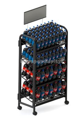 China Movable Soft Drinks And Wine Display Stand Metal 4 - Caster For Retail Store for sale