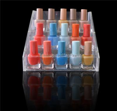 China 3 - Step Cosmetic Retail Displays Transparent Acrylic Nail Polish Display Rack for sale