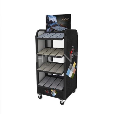 China Custom Movable Double Sided Tile Display Racks 4-tier Tile Stand Display Free Standing for sale
