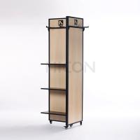 China Apparel Retail Store 4 Caster Clothing Rack Free Standing Clothing Display Rack for sale