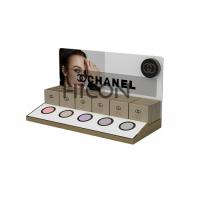 China 2-Tiered Golden Makeup Display Cosmetic Store Counter Display Unit for sale