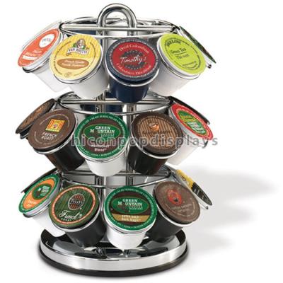 China Retail Store Counter Display Racks 3-Tier Commercial Stainless Steel 24 K-Cup Holder for sale