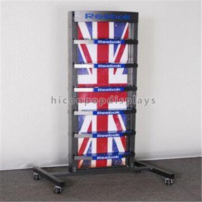 China Metal Retail Store Fixtures 4 Caster Functional Sports Gear Outdoor Shoe Display Rack for sale