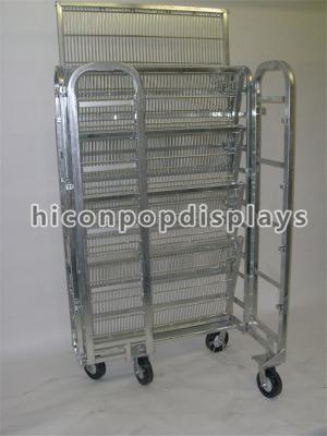 China 4 Casters Metal Rolling Display Shelves For Grocery Store Porducts Promotion for sale