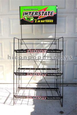 China Car Accessories Retail Store Fixtures Metal Wire Battery Display Rack Floor Standing for sale