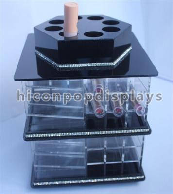 China Tabletop Lipstick Acrylic Display Case Cosmetics Store Rotating Acrylic Display Stand for sale