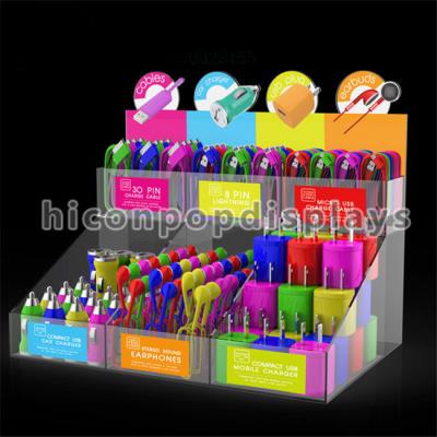 China Acrylic Cell Phone Accessories Charger Countertop Display Stand Custom Size for sale