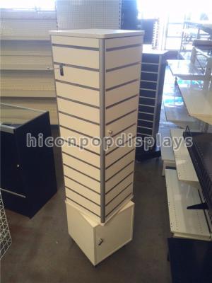 China Retail Shop Advertising Wooden Display Stand Slatwall Spinner Display Rack for sale