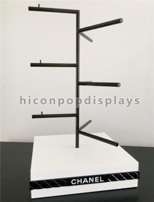 China Durable Desktop POP Merchandise Displays Sunglass Display Rod With Wood Base for sale