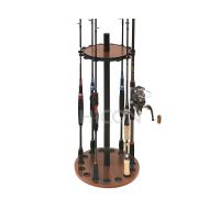 China Wooden Fishing Rod Display Rack Round Pole Holder Fishing Reel Rack for sale