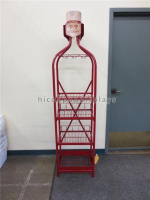 China Red Metal Pop Wine Mugs Retail Free Standing Glass Cup Display Rack Multi- Layer for sale