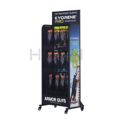 China Supermarket POP Merchandise Display Shelf Floor Display Rack For Glove for sale