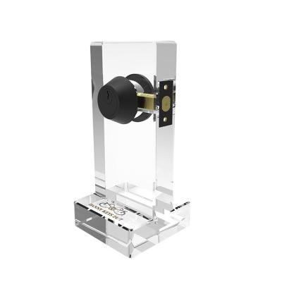 China 2 Holes Deadbolt Handle Display Rack Acrylic Door Knob Lock Display for sale