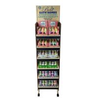 China Movable 6-tier Wax Melt Display Stand Floorstanding Wooden Wax Display Rack for sale