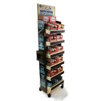 China Movable 6-tier Wax Melt Display Stand Floorstanding Wooden Wax Display Rack for sale