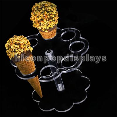 China Cone Holder Acrylic Retail Store Fixtures 8 Holes Ice Cream Display Stand For Party for sale