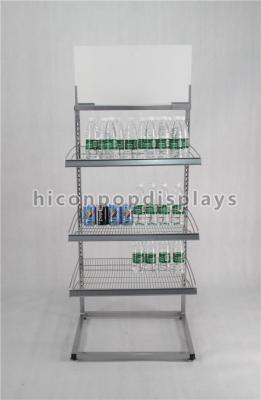 China Freestanding Powdered Silver Water Bottle Display Stand In 3 Tier For Purified Water for sale