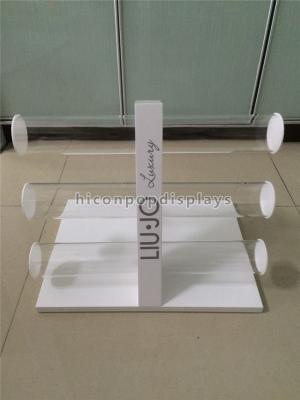 China Table Top Custom Size Wooden Display Racks With 3 Pieces Acrylic Holder for sale