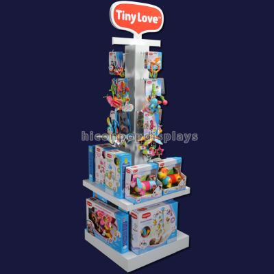 China 4 - Way Top Hook Wood Toy Display Shelf White Painted Retail Store Product Display for sale