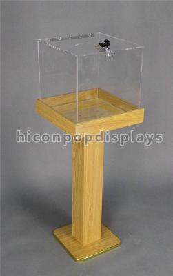 China Custom Pop Merchandise Displays Fixture Wood Acrylic Large Freestanding Display Box for sale