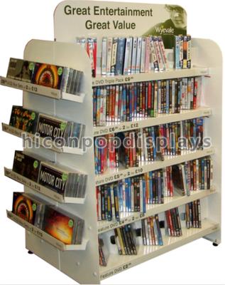 China 4-Way White Retail Cd Display Stands Freestanding For Book Store / Supermarket for sale