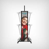 China Movable 2-way Metal Display Rack Wire Gridwall Brand Logo Funnel Display Stand for sale