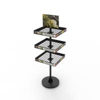 China Commercial Metal Wire Round Floor 3-tier Wine Display Rack For Retail Stores for sale