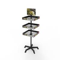 China Commercial Metal Wire Round Floor 3-tier Wine Display Rack For Retail Stores for sale
