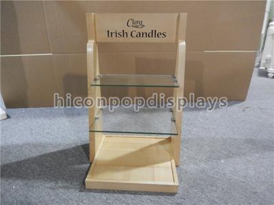 China Countertop Retail Store Fixtures Wooden Glass Candle Display Stand For Trade Show for sale