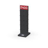 China Black Metal Display Racks Floor Pegboard Store Double Sided Metal Display Stand for sale