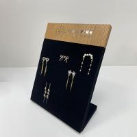 China Tabletop Earring Display Wooden Black Velvet Jewelry Display Stand for sale