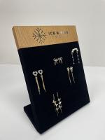 China Tabletop Earring Display Wooden Black Velvet Jewelry Display Stand for sale