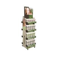 China Foldable Display Shelf Cosmetic Store Flooring Steel PVC Wood Acrylic Paper Cosmetics Display Stand for sale