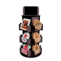 China Custom Rotating Stickers Display Rack Countertop Wood Acrylic Display Stand for sale