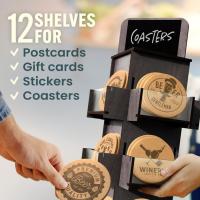 China Custom Rotating Stickers Display Rack Countertop Wood Acrylic Display Stand for sale