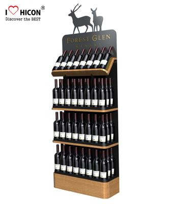 China Freestanding Custom Wooden Wine Display Rack For Liquor Store Advertising for sale