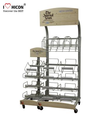 China Retail Journal Literature Newspaper Display Rack Floor Standing Metal Display Stand for sale