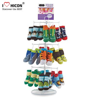 China Footwear Shop Metal Display Racks , Rotating Table Top Sock Display Rack for sale