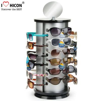 China Counter Top Sunglasses Display Case Round Shape Metal Eyeglass Display Rods for sale