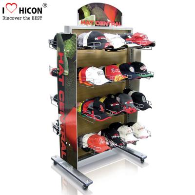 China Movable Retail Display Fixture Metal Multiple Nice Hat Cap Display Racks for sale
