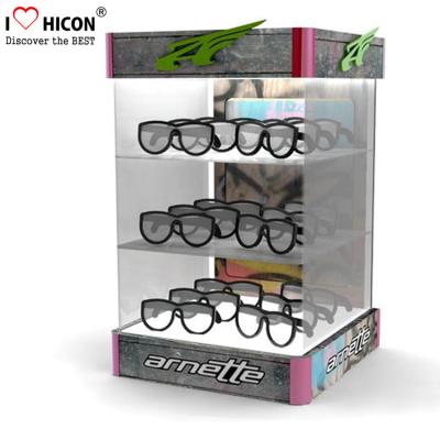 China 3-Layer Light Up Locking Display Cases Sunglasses Display Case For Shop Counter Top for sale