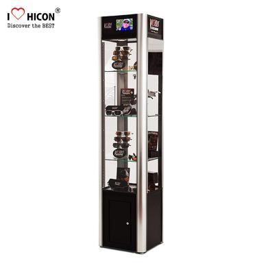 China Black Metal Sunglasses Display Case With LED Lighting for sale
