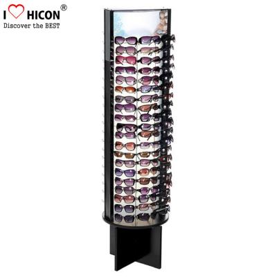 China Black Wood Base Metal Hook Eyewear Store Sunglass Display Stand for sale