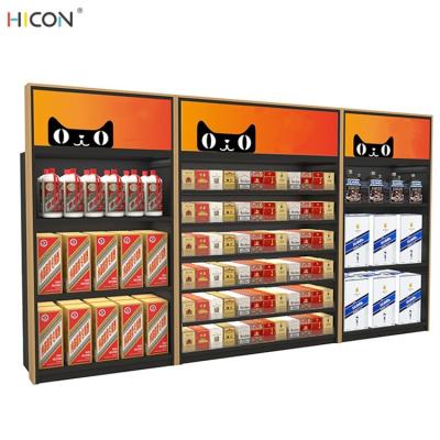 China Commercial Black Metal Light Alcohol and Tobacco Gondolas Shelving for sale