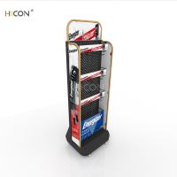 China Customized Black Metal Pegboard Battery Display Stand with Hooks for sale