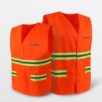 China Washable Reflective Safety Vests Orange Construction Vest With Pockets for sale